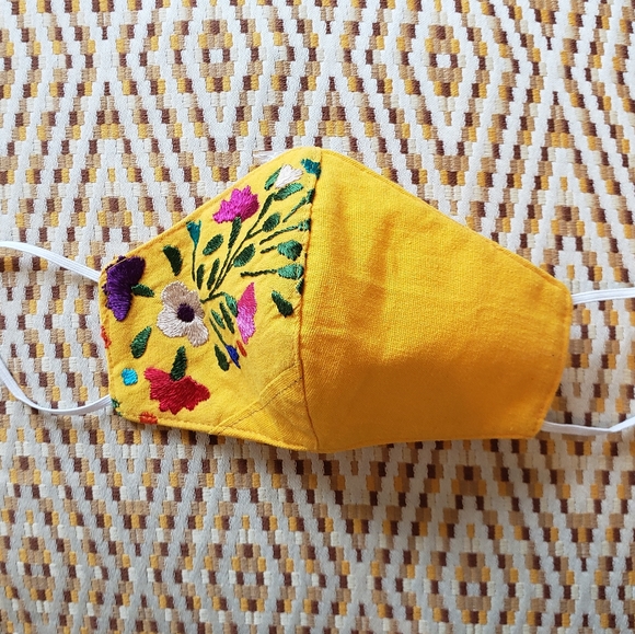 Mexico | Accessories | Yellow Otomi Embroidered Mexican Mask From San ...